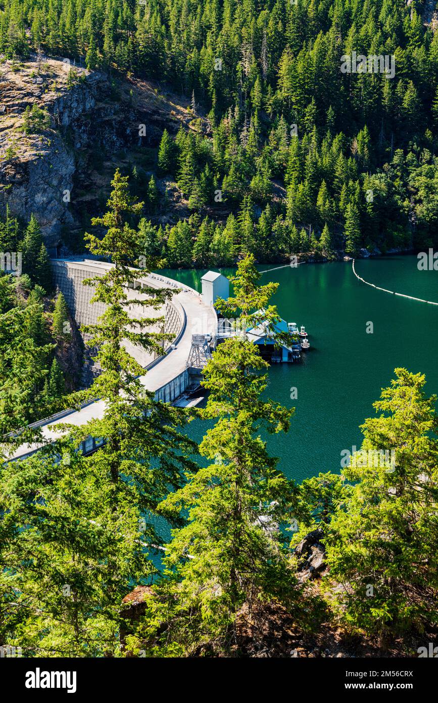 Ross Dam & Lake hydroelectric dam; Skagit River; Washington state; USA ...