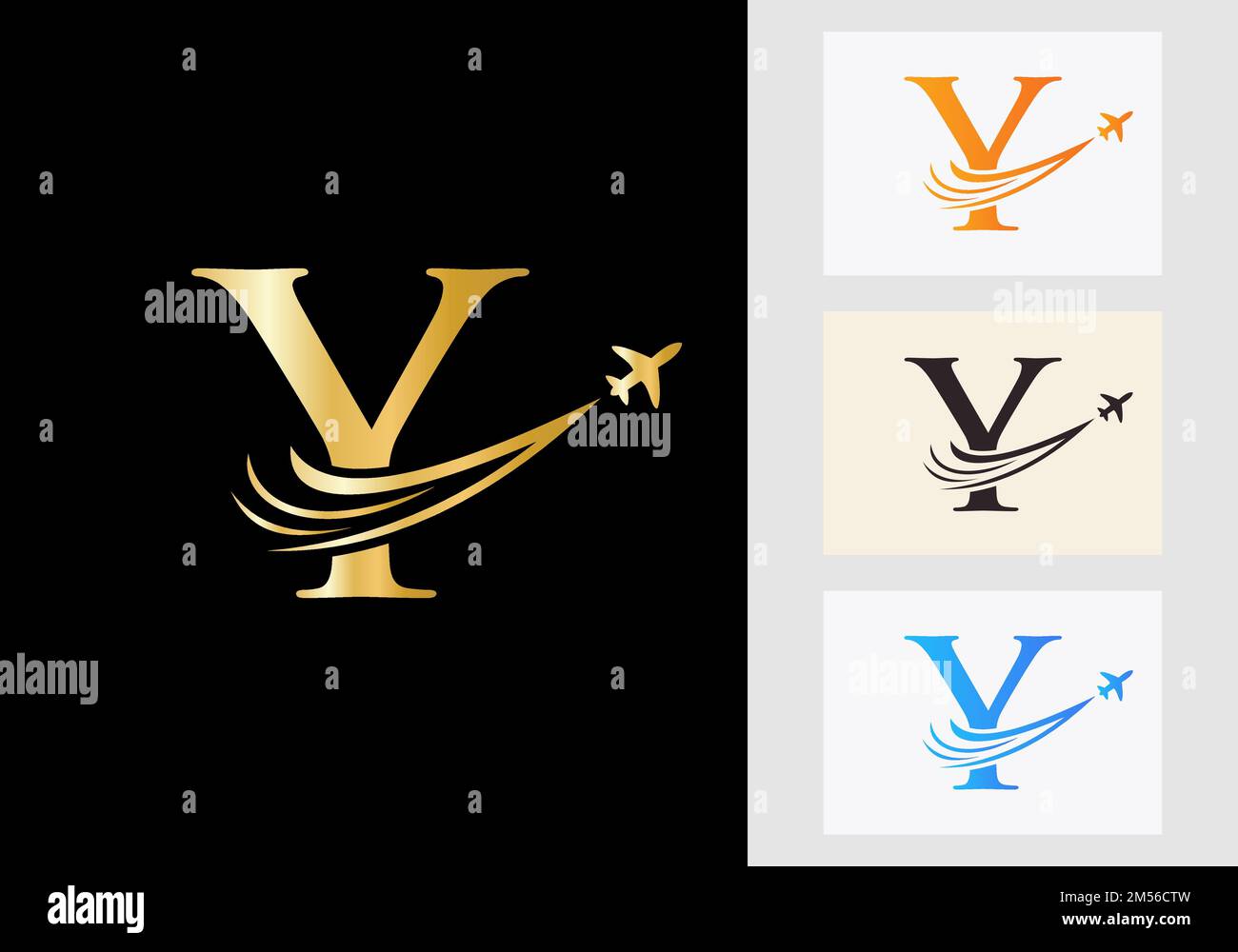 Letter Y Travel Logo Concept With Flying Air Plane Symbol Stock Vector ...