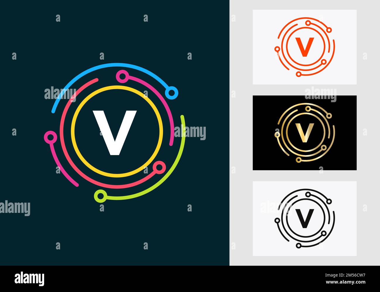Letter V Technology Logo Design. Network Logo Symbol Stock Vector Image ...