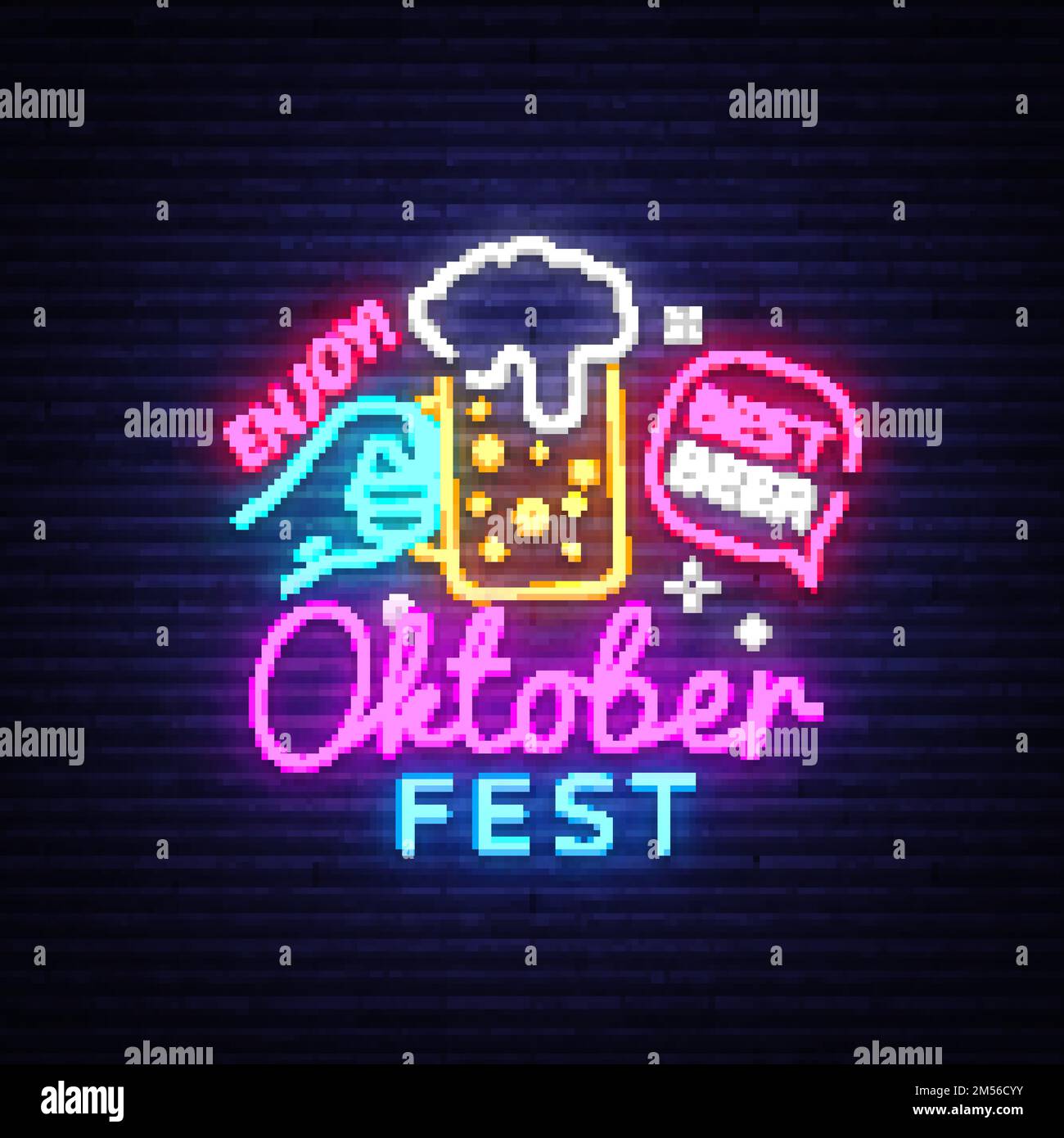 Oktoberfest Neon Logo Vector. Oktoberfest Beer Festival neon sign ...