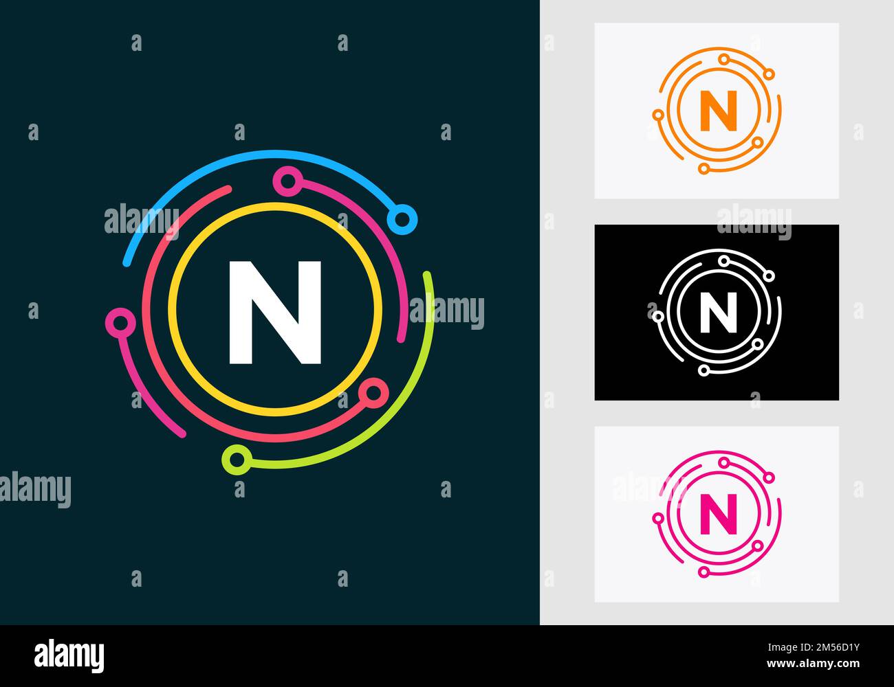 Letter N Technology Logo Design. Network Logo Symbol Stock Vector Image ...