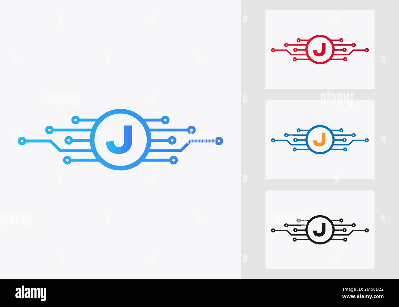 Letter J Technology Logo Design Template. Network Logo Design Stock ...