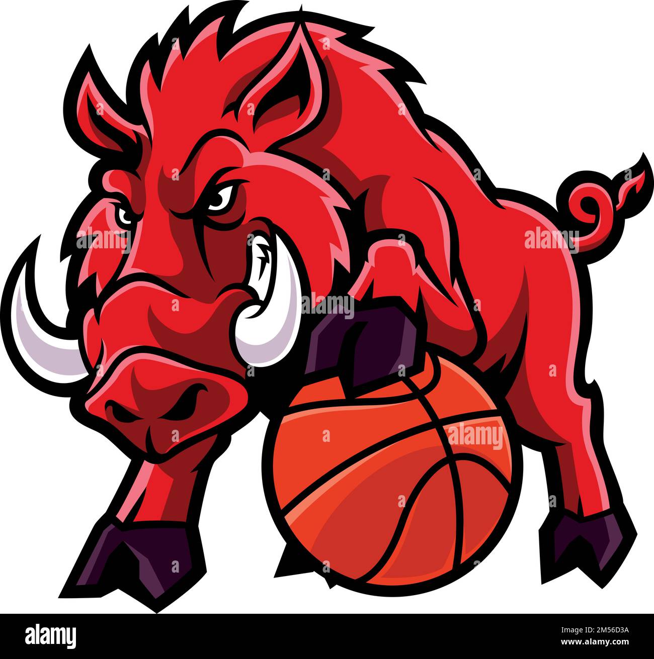 Aggressive Razorback Hog Mascot Playing Basketball Stock Vector Image ...