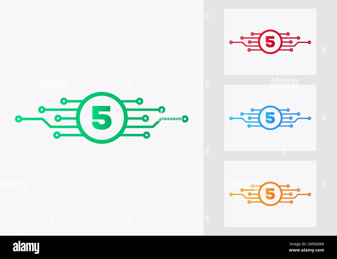 Letter 5 Technology Logo Design Template. Network Logo Design Stock ...