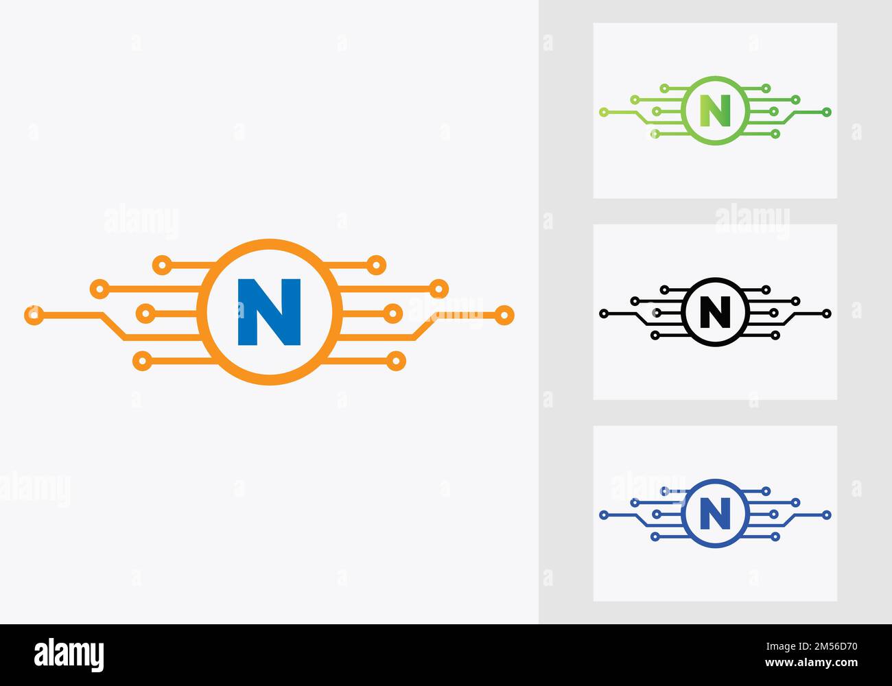 Letter N Technology Logo Design Template. Network Logo Design Stock ...