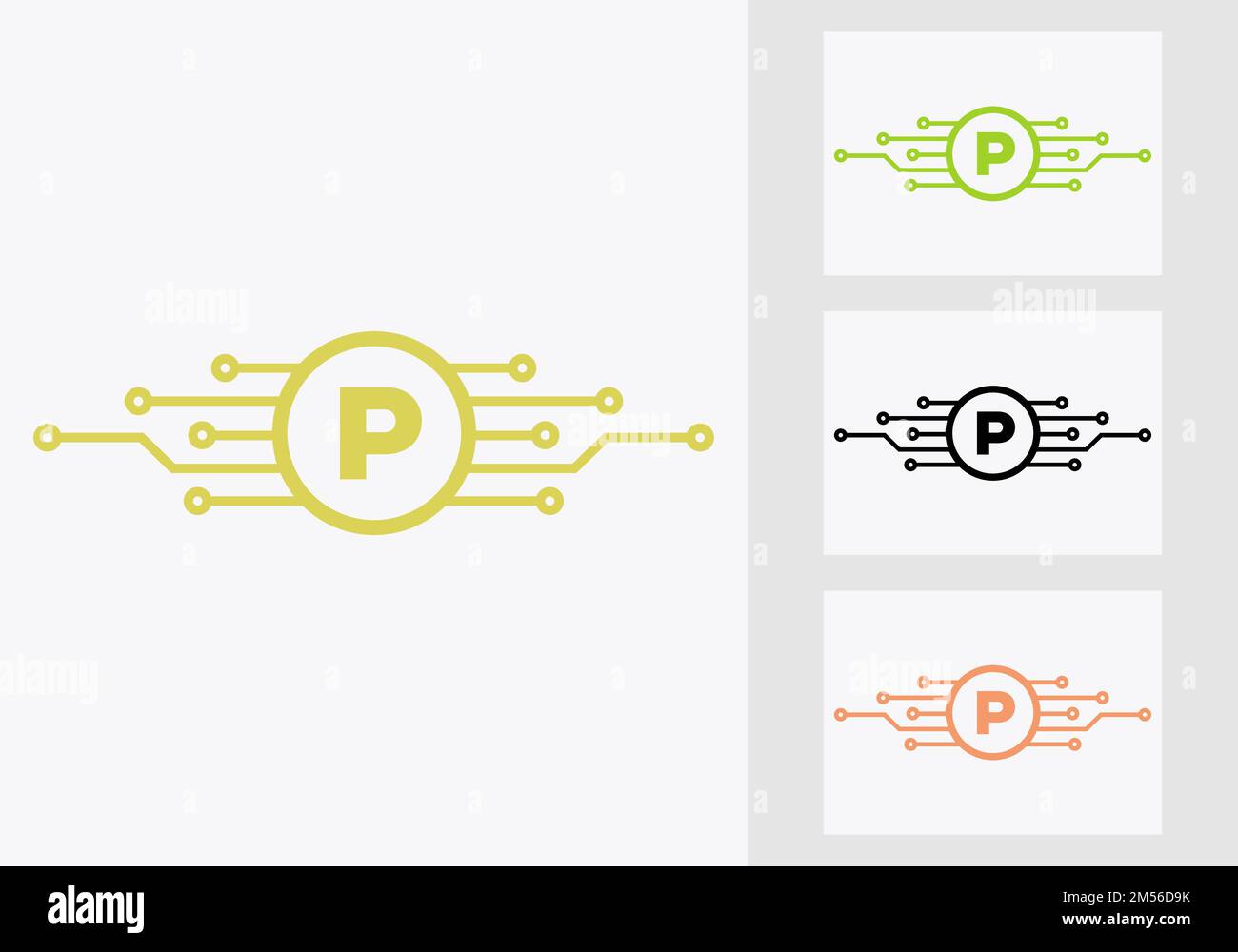Letter P Technology Logo Design Template. Network Logo Design Stock ...