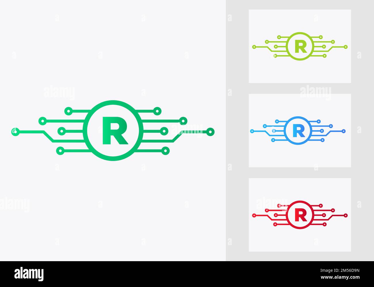 Letter R Technology Logo Design Template. Network Logo Design Stock ...