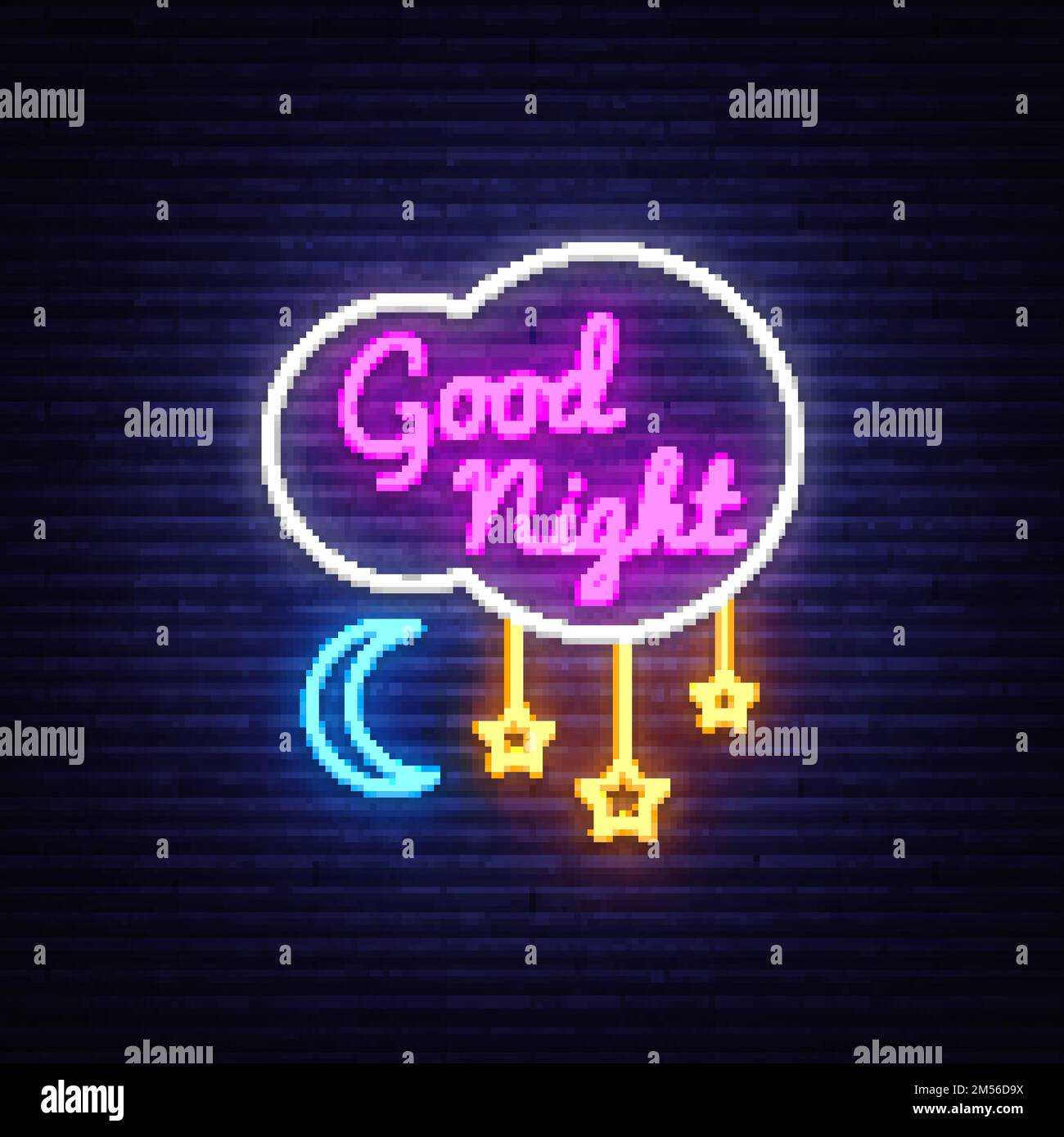 Good Night Neon Sign Vector. Good Night neon text, design template ...