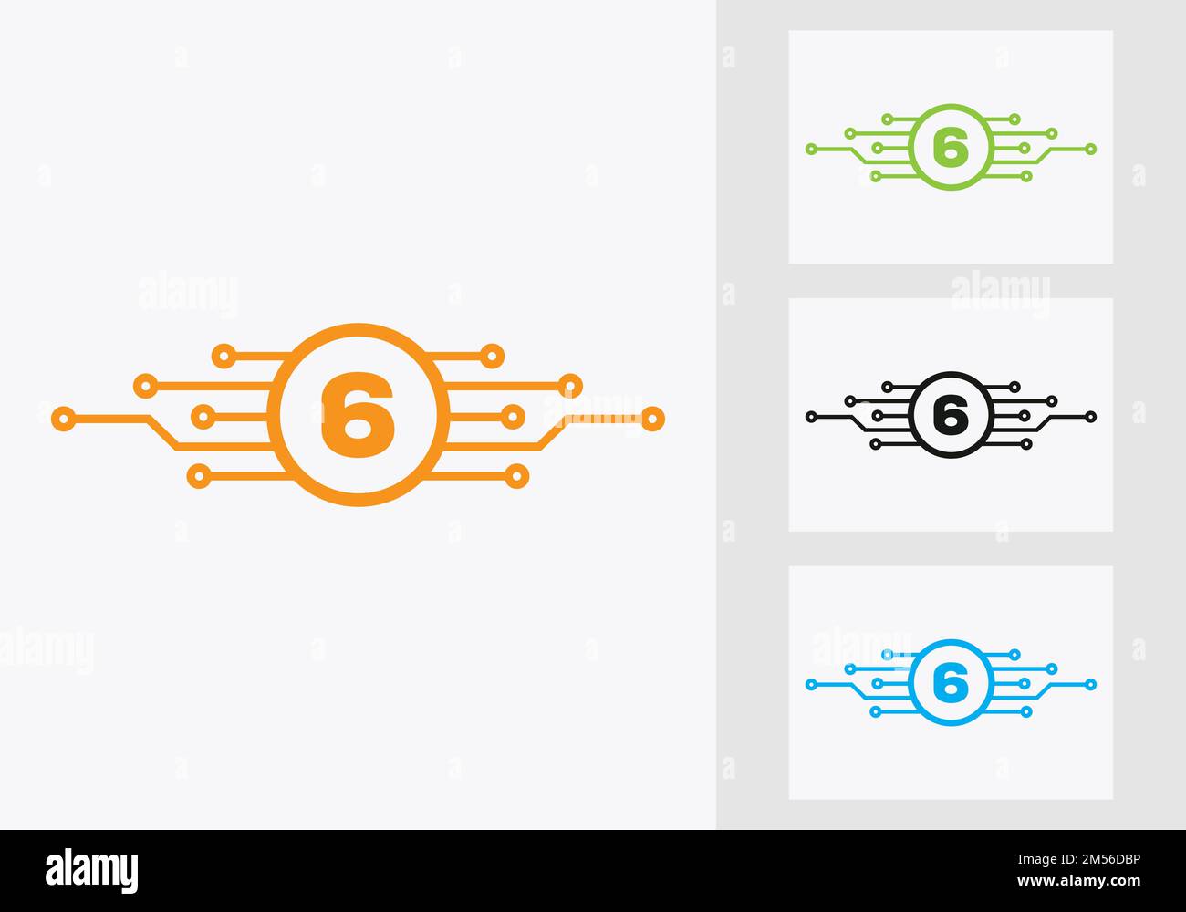 Letter 6 Technology Logo Design Template. Network Logo Design Stock ...