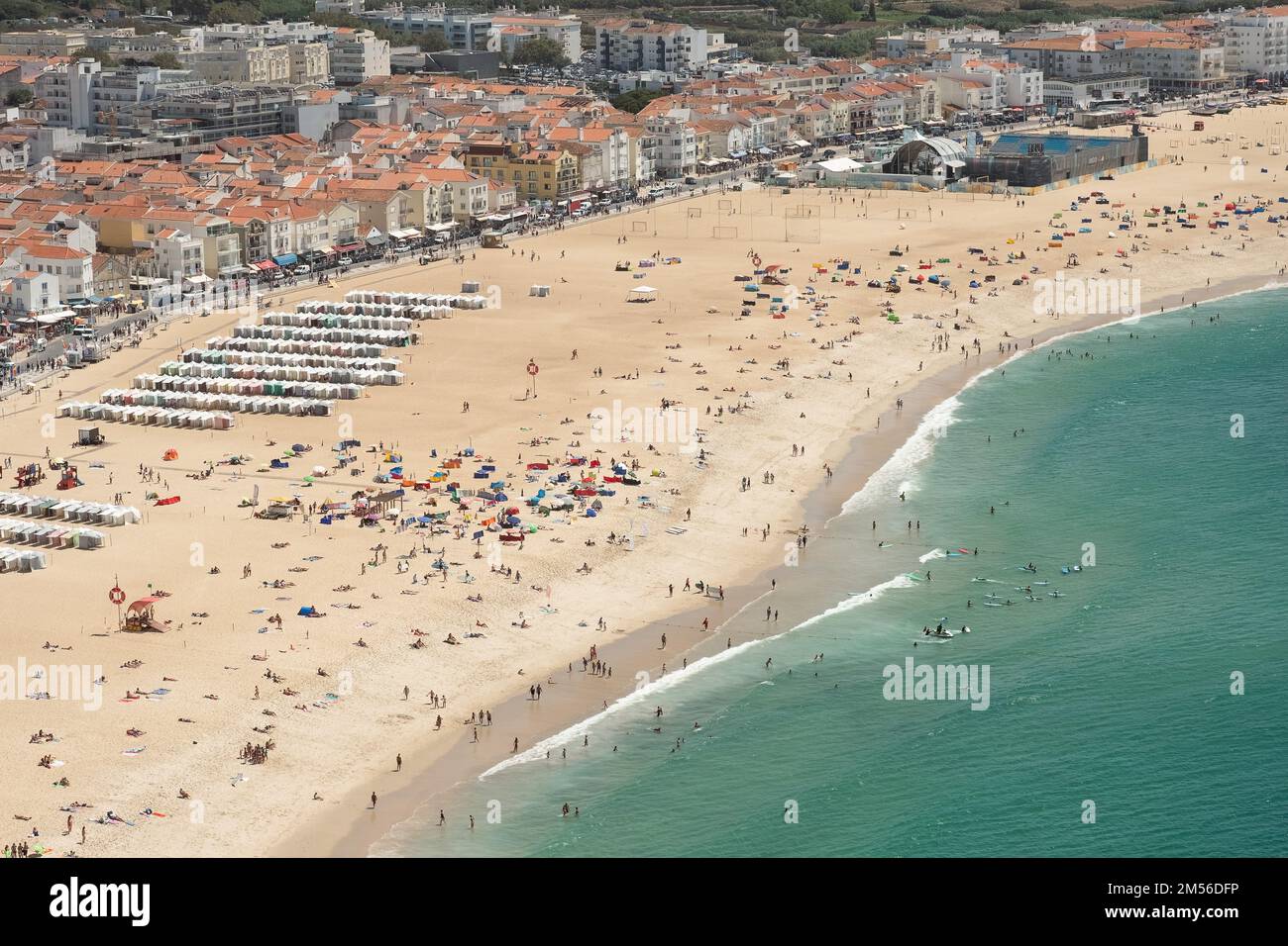 Nazare, Portugal - August 16, 2022: aerial view of the Praia de Nazare ...