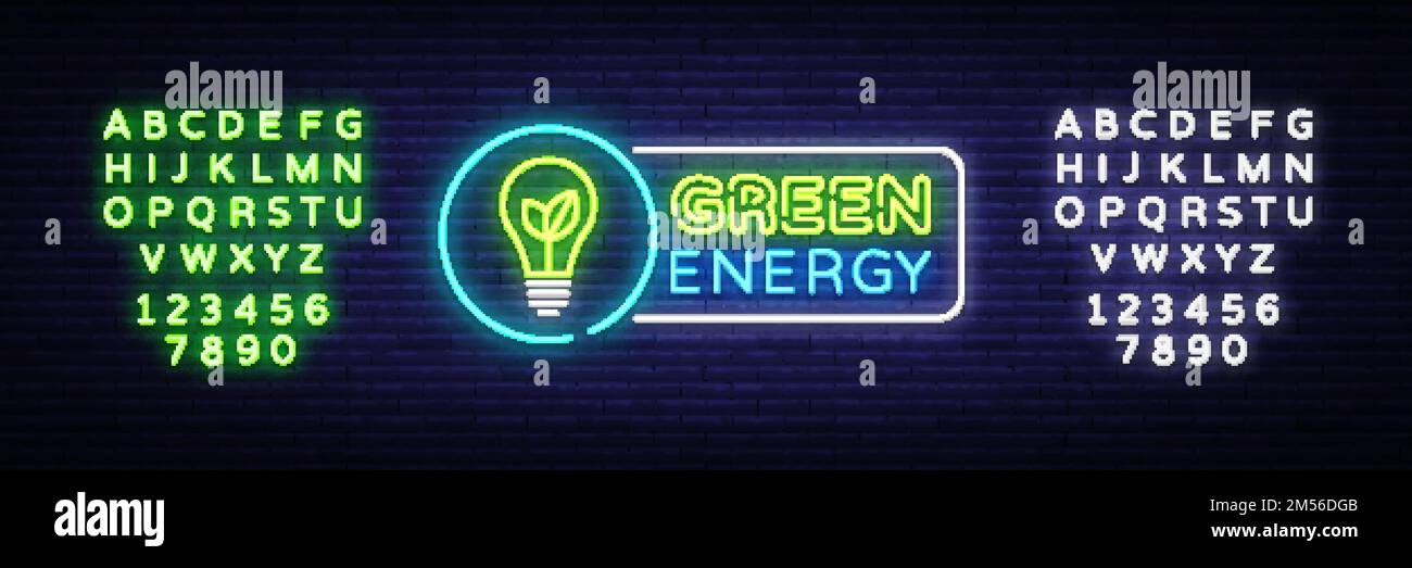Green Energy neon sign vector. Eco Energy Design template neon sign ...