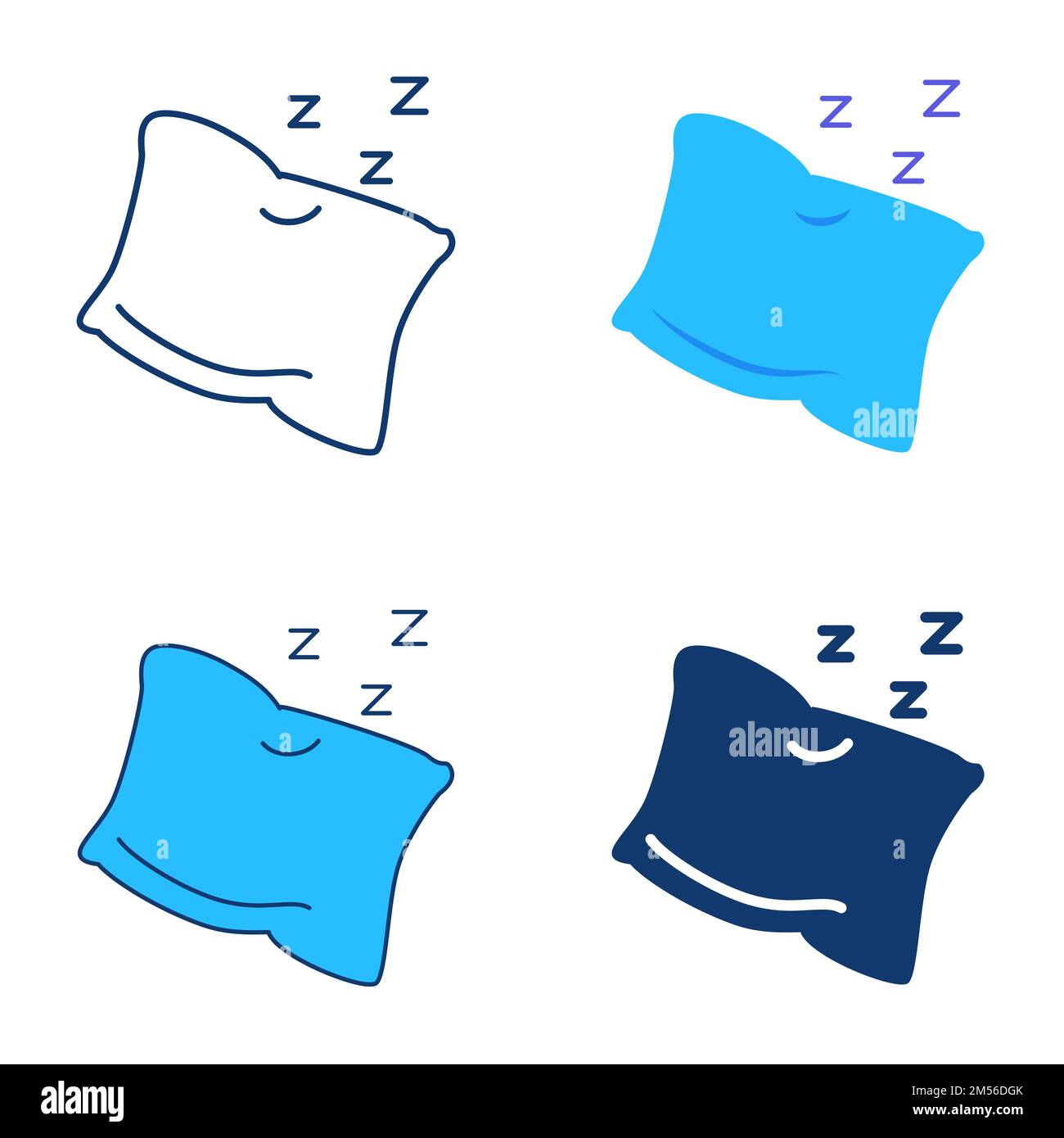 Sleep icon set in flat and line style. Pillow symbol. Vector ...