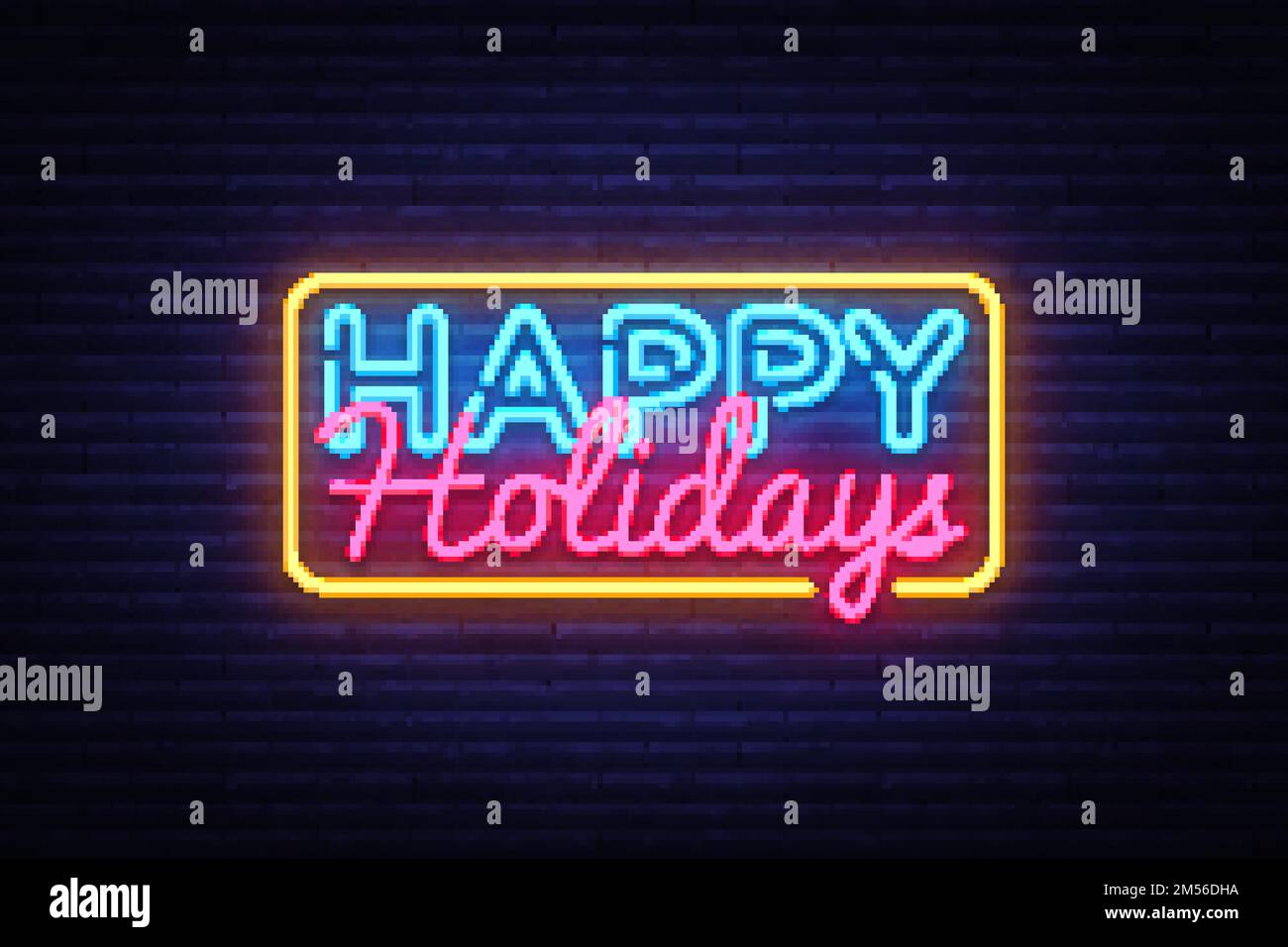 Happy Holidays Neon Text Vector. Happy Holidays neon sign, design ...