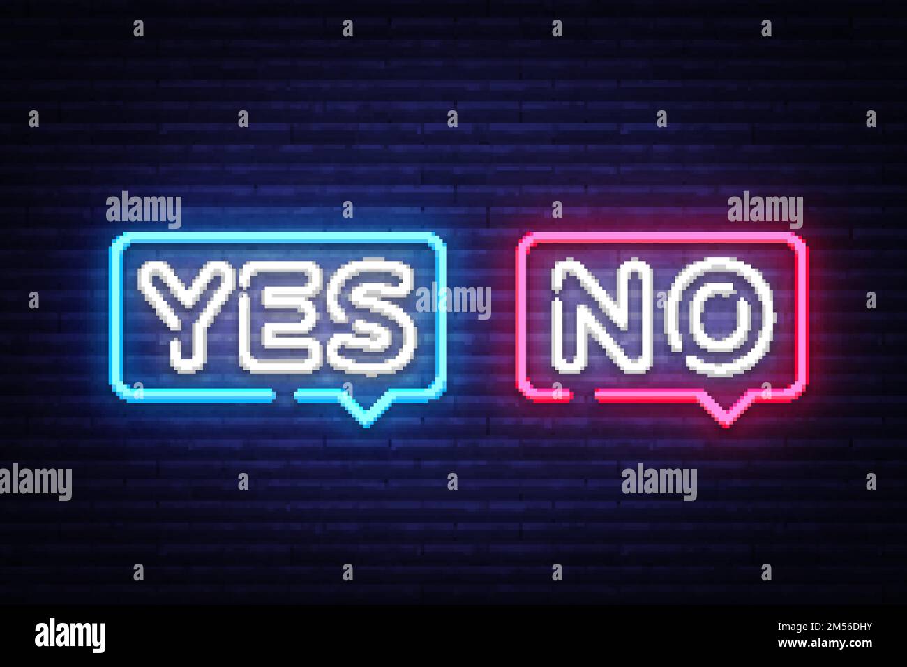 Yes No Neon Text Vector. Yes No neon sign, design template, modern ...