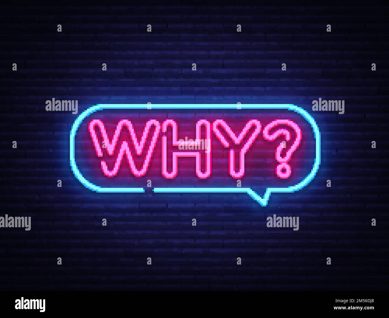 Why Neon Text Vector. Why neon sign, design template, modern trend ...