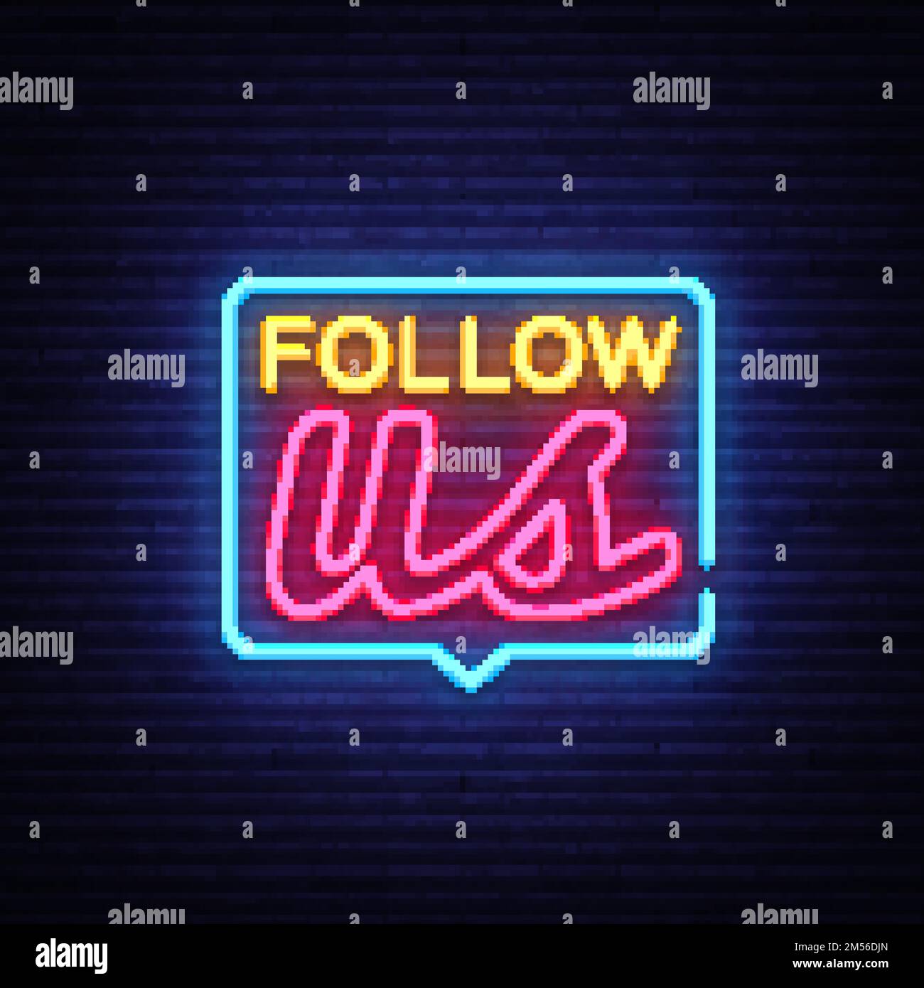 Follow Us Neon Text Vector. Follow Us neon sign, design template ...