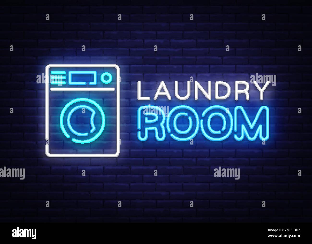 Laundry Room Neon Logo Vector. Dry Cleaning neon sign, design template ...