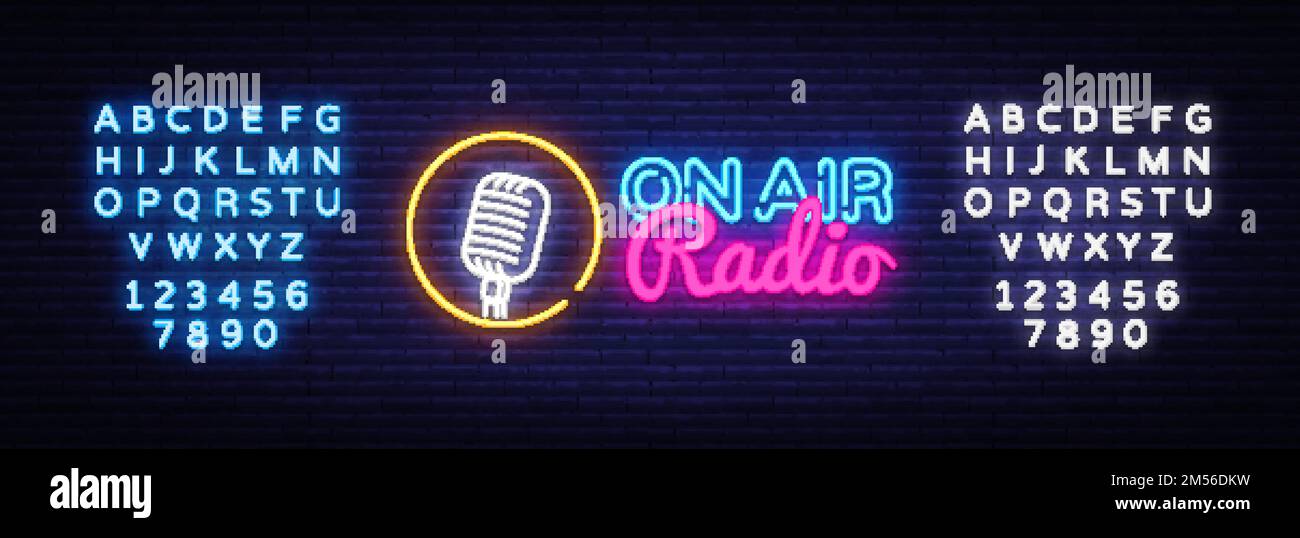 On Air Radio Neon Logo Vector. On Air Radio neon sign, design template ...