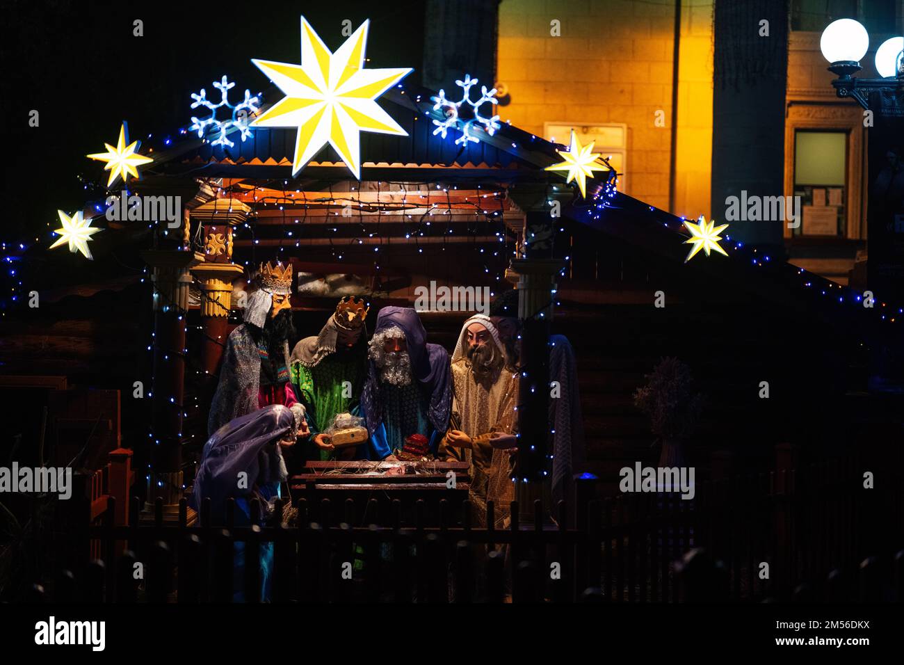 The scene where the Virgin Mary gave birth to Jesus and he lies in the ...