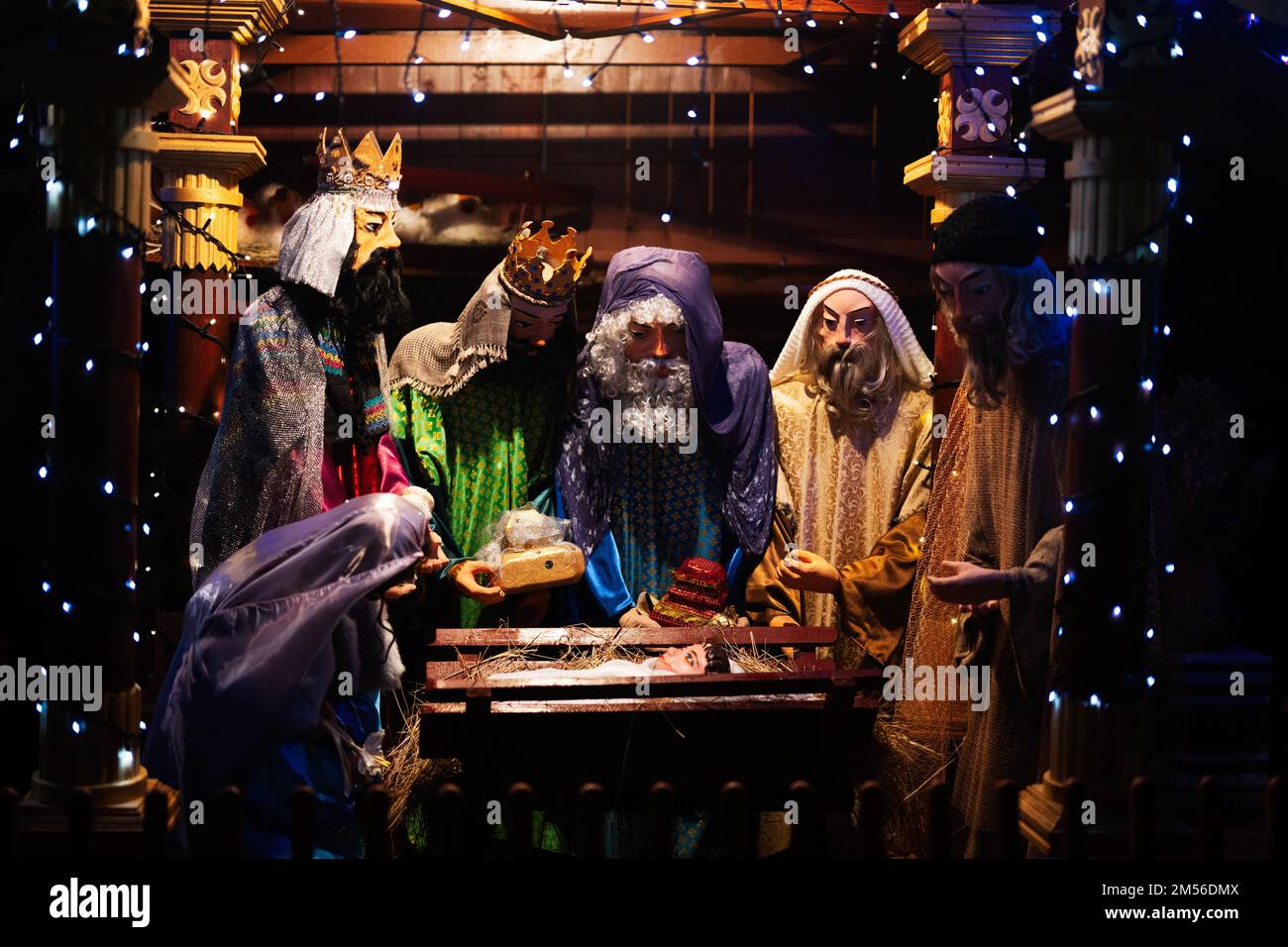 The scene where the Virgin Mary gave birth to Jesus and he lies in the ...