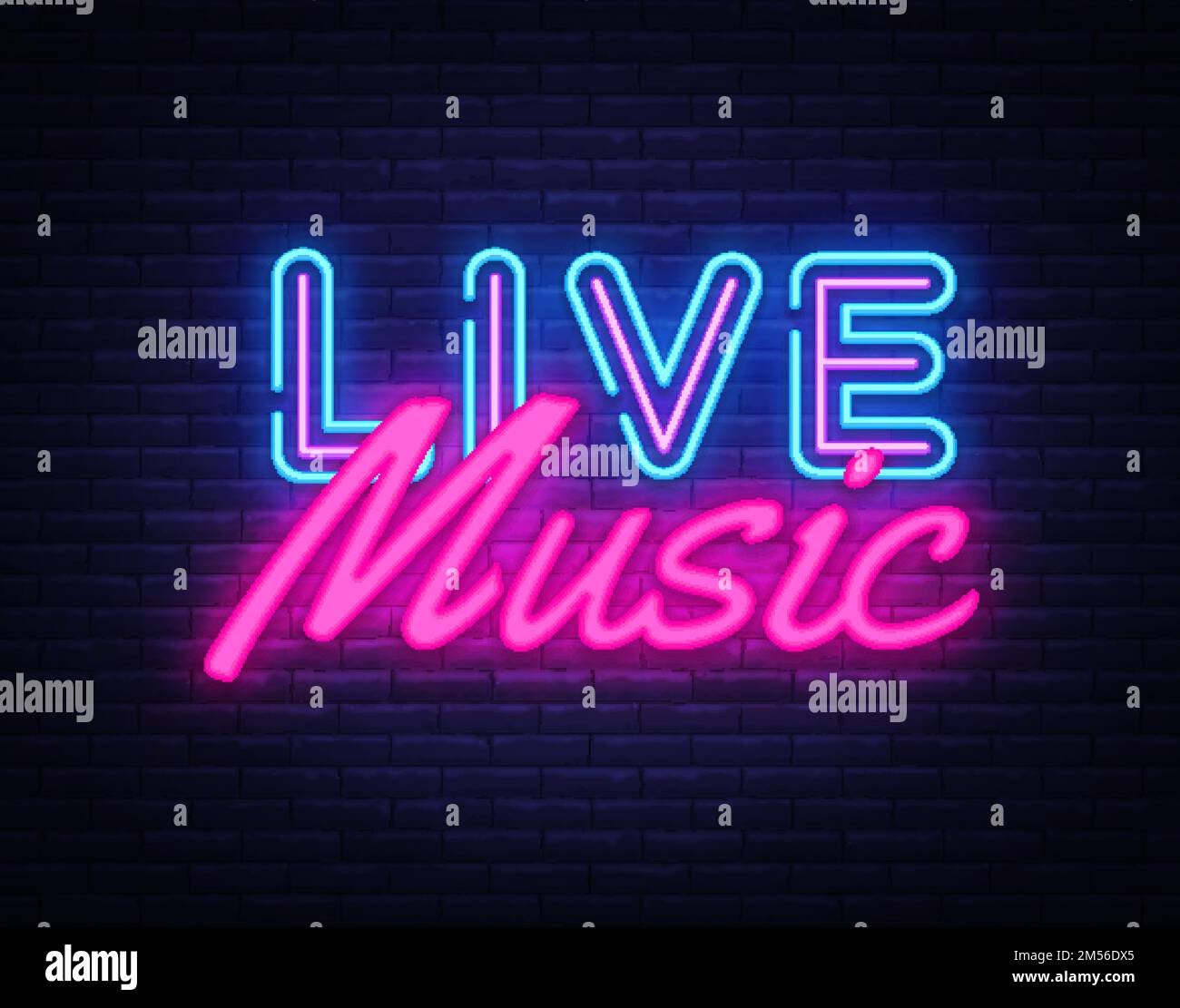 Live Music neon sign vector. Live Music Design template neon sign ...