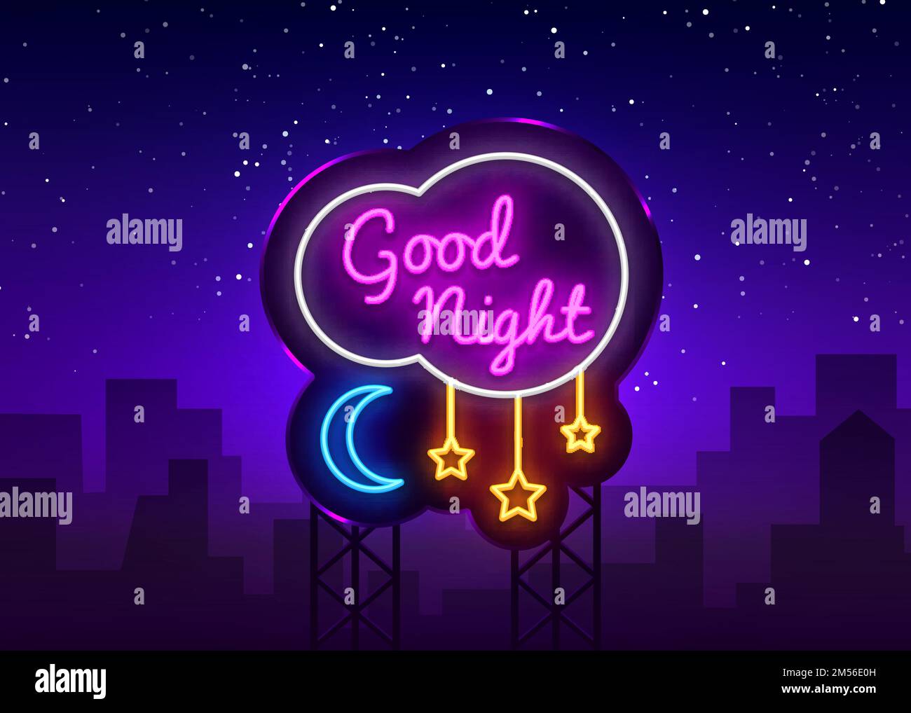 Good Night Neon Sign Vector. Good Night neon text, design template ...
