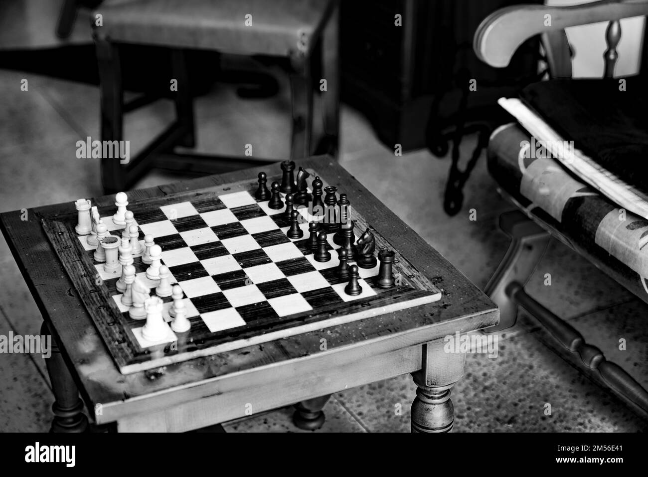 Retro wooden chess on vintage Black and White Stock Photos & Images - Alamy