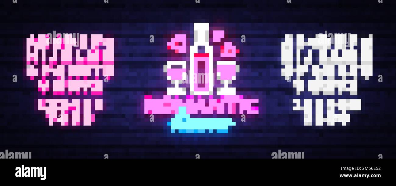 Romantic Dinner Neon Logo Vector. Wine neon sign, design template ...