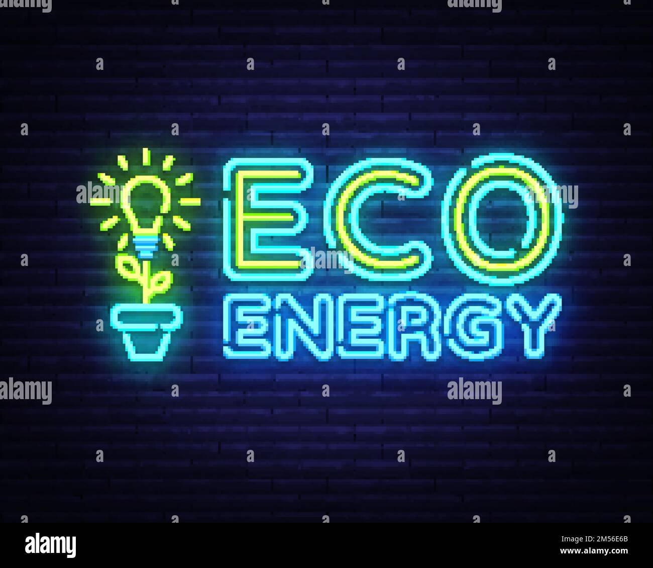 Eco Energy Neon Logo Vector. Green Energy neon sign, design template ...