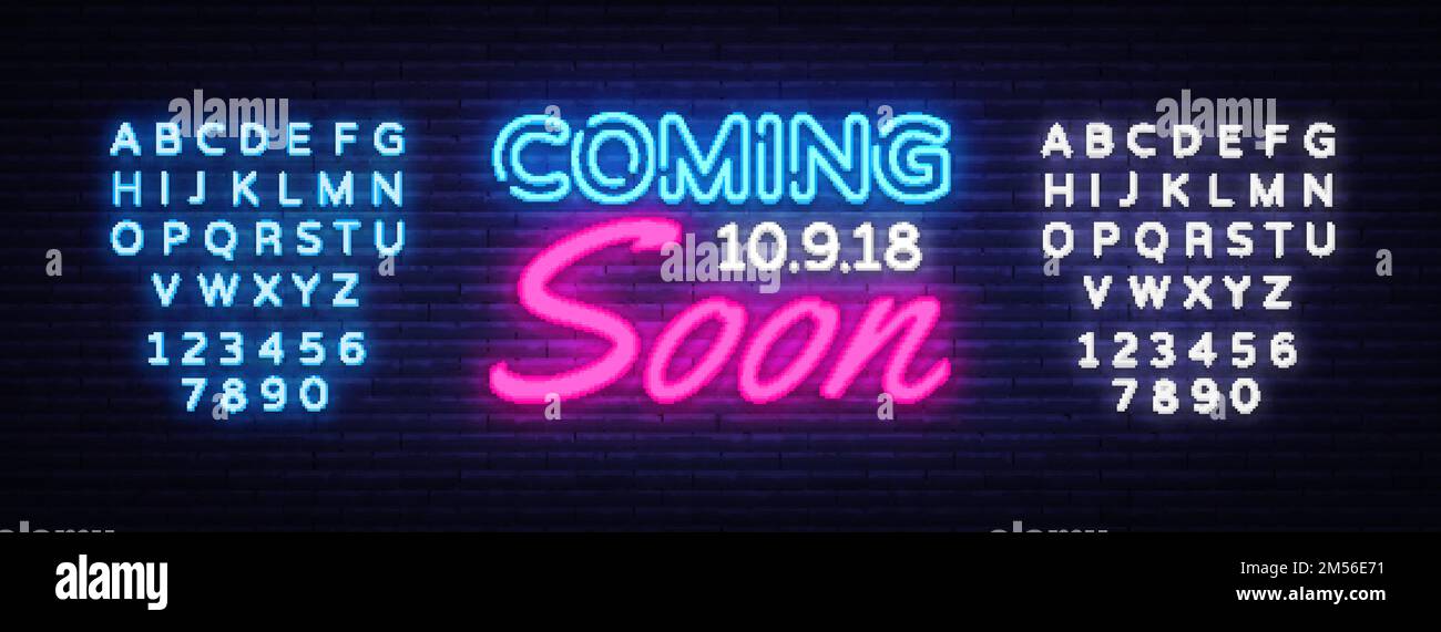 Coming Soon neon sign vector. Coming Soon Design template neon sign ...
