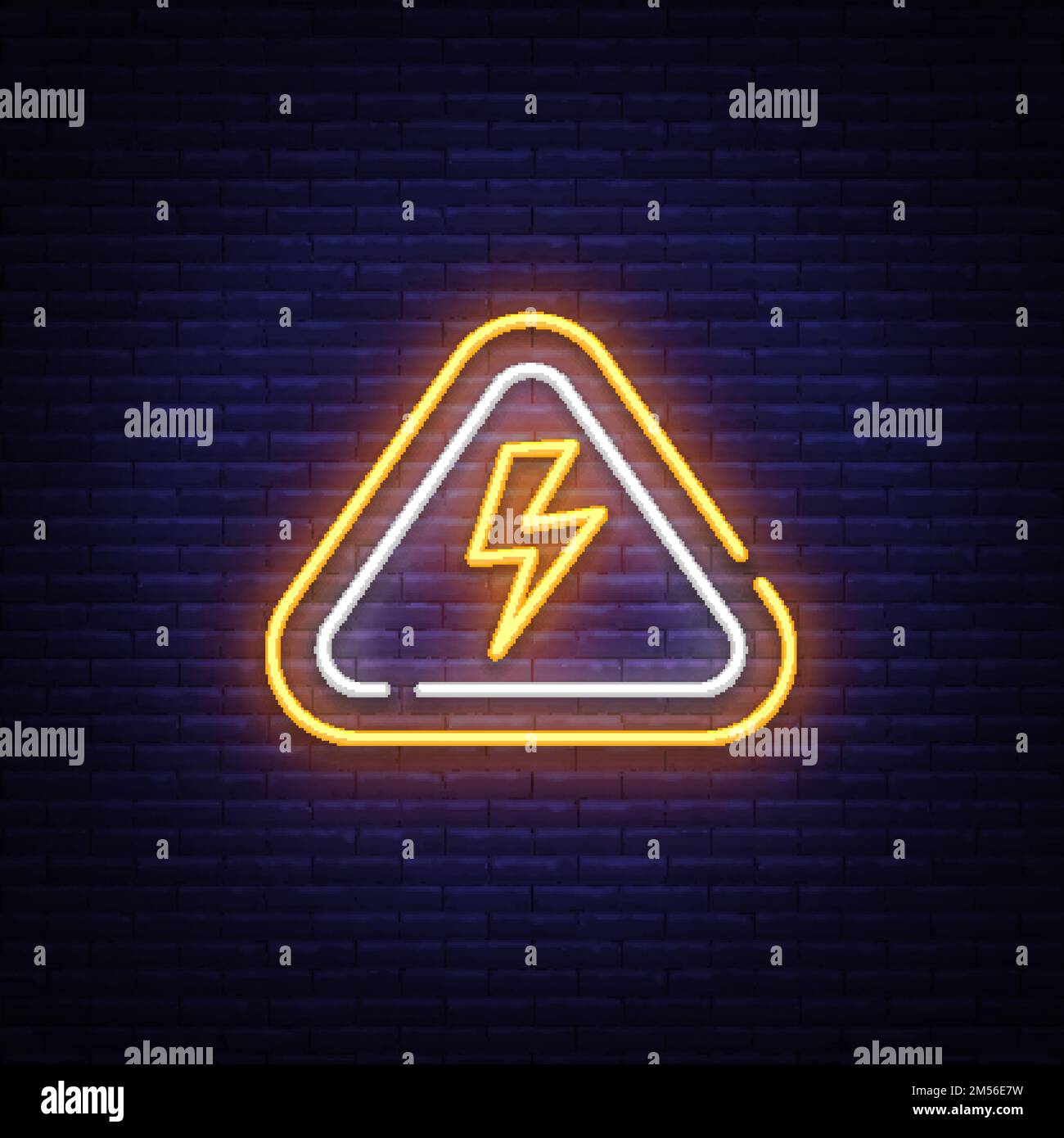 Lightning bolt neon sign vector design template. High-voltage neon ...