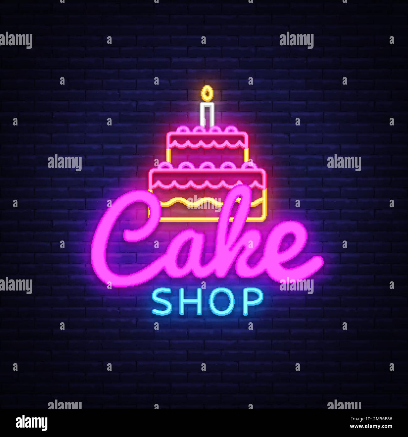 Cake Shop neon sign vector. Sweets Shop Design template neon sign ...