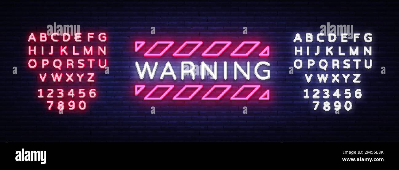 Warning Neon Text Vector. Danger Zone neon sign, design template ...