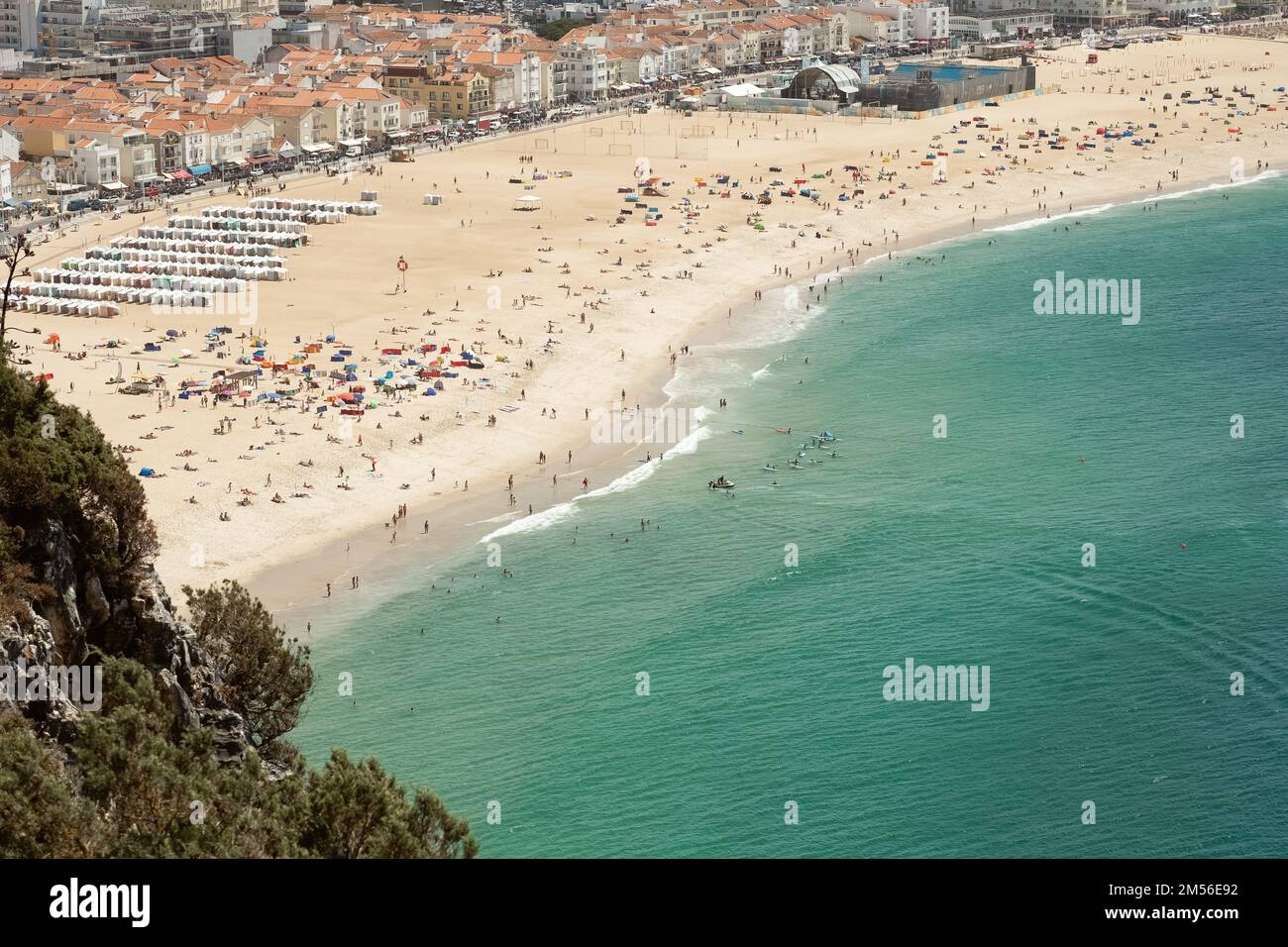 Nazare, Portugal - August 16, 2022: aerial view of the Praia de Nazare ...