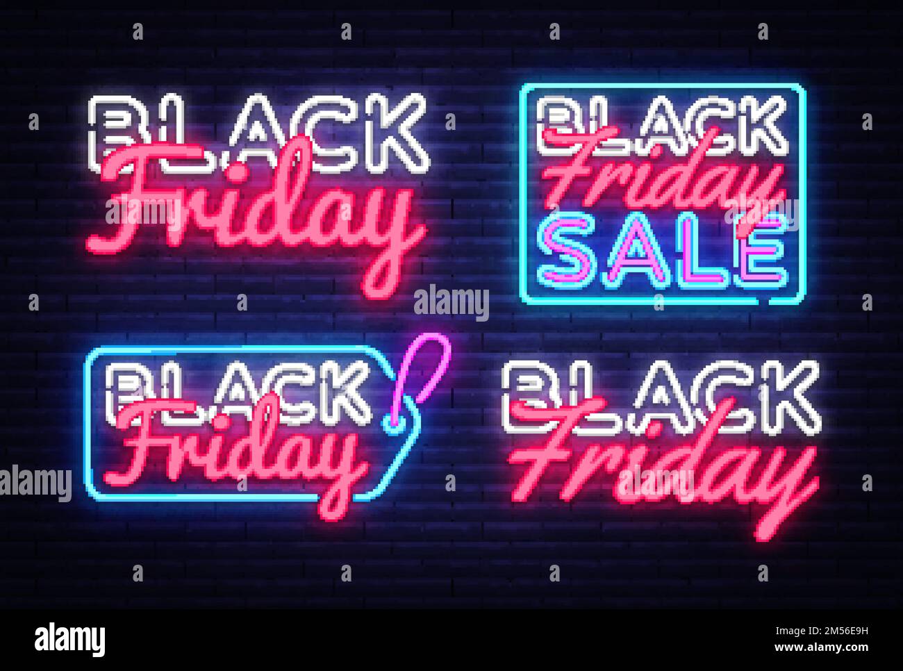 Big Collectin Neon Signs For Black Friday Neon Banner Vector Black Friday Neon Sign Design