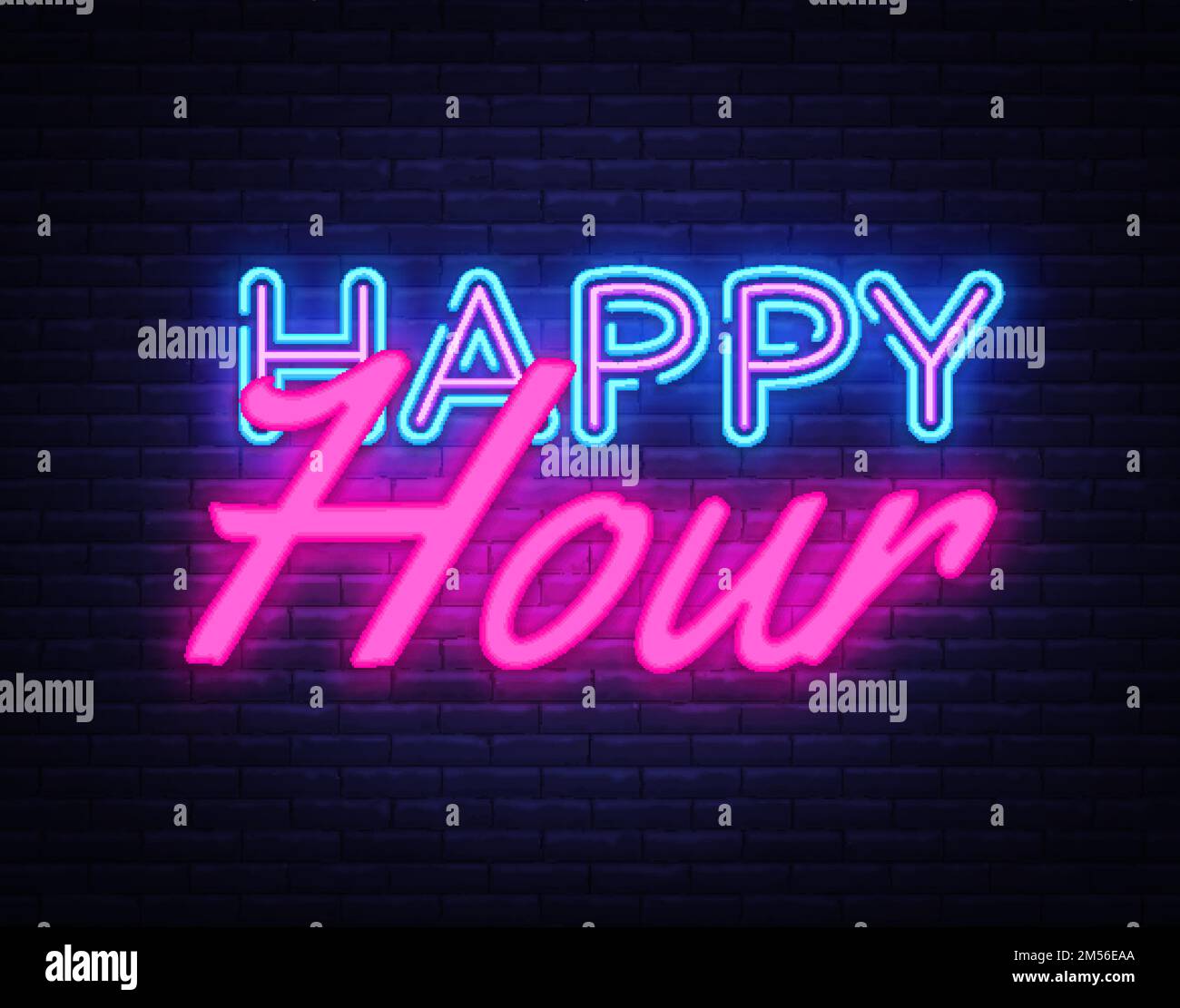 Happy Hour Neon Text Vector. Happy Hour neon sign, design template ...