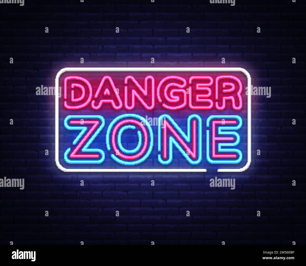 Danger Zone neon signs vector design template. Danger Zone neon symbol ...