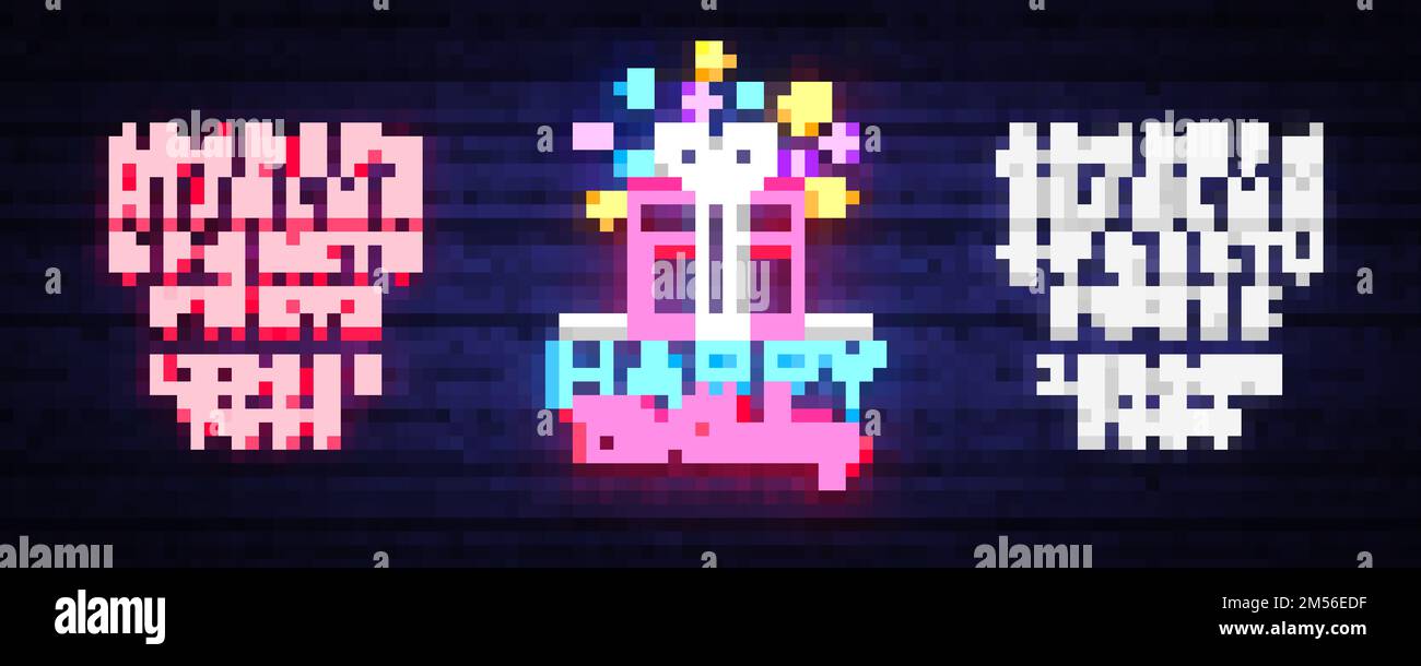 Happy birthday neon sign Stock Vector Images - Alamy