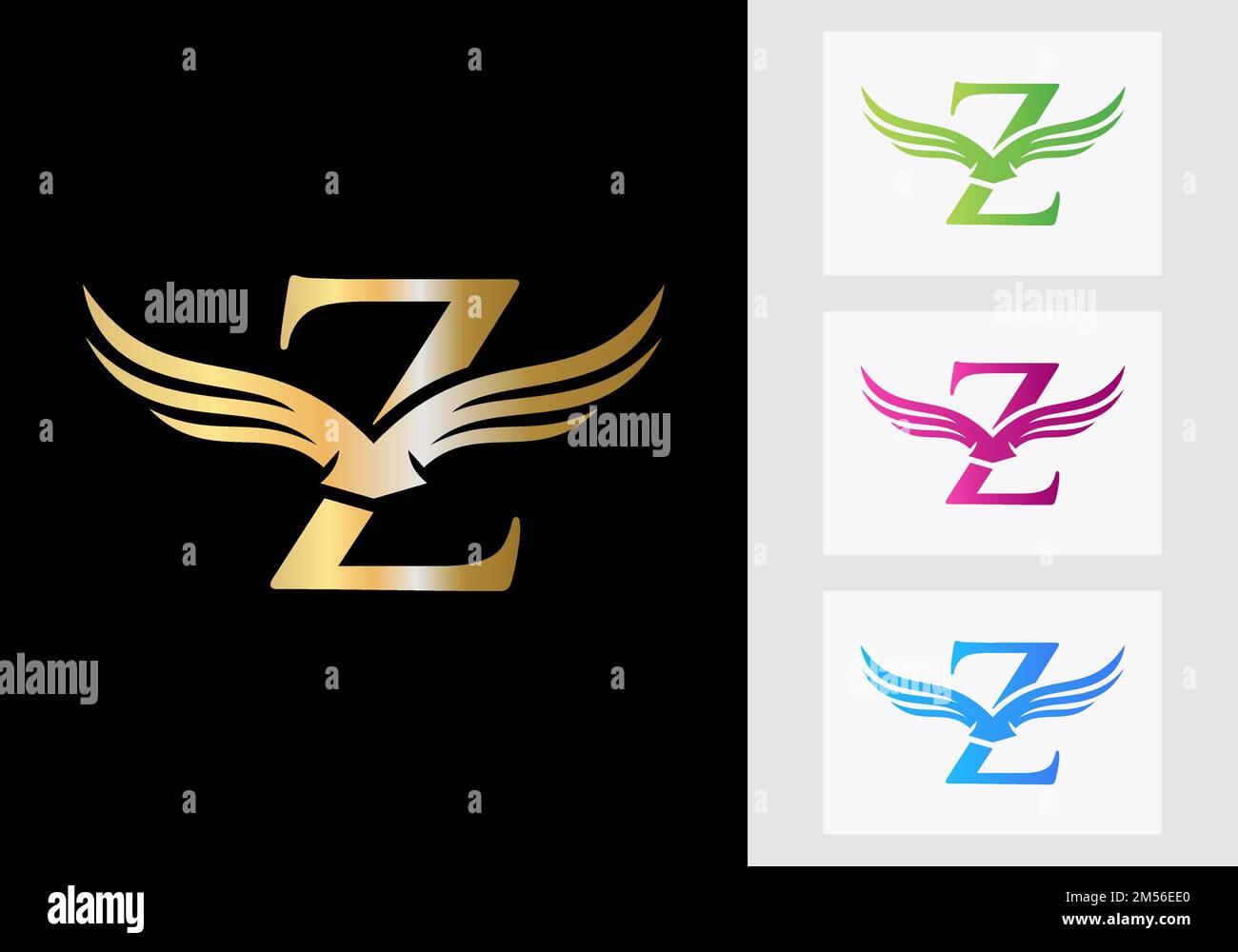 Z Letter Wing Logo Design. Initial Flying Wing Z Letter Logo Stock ...