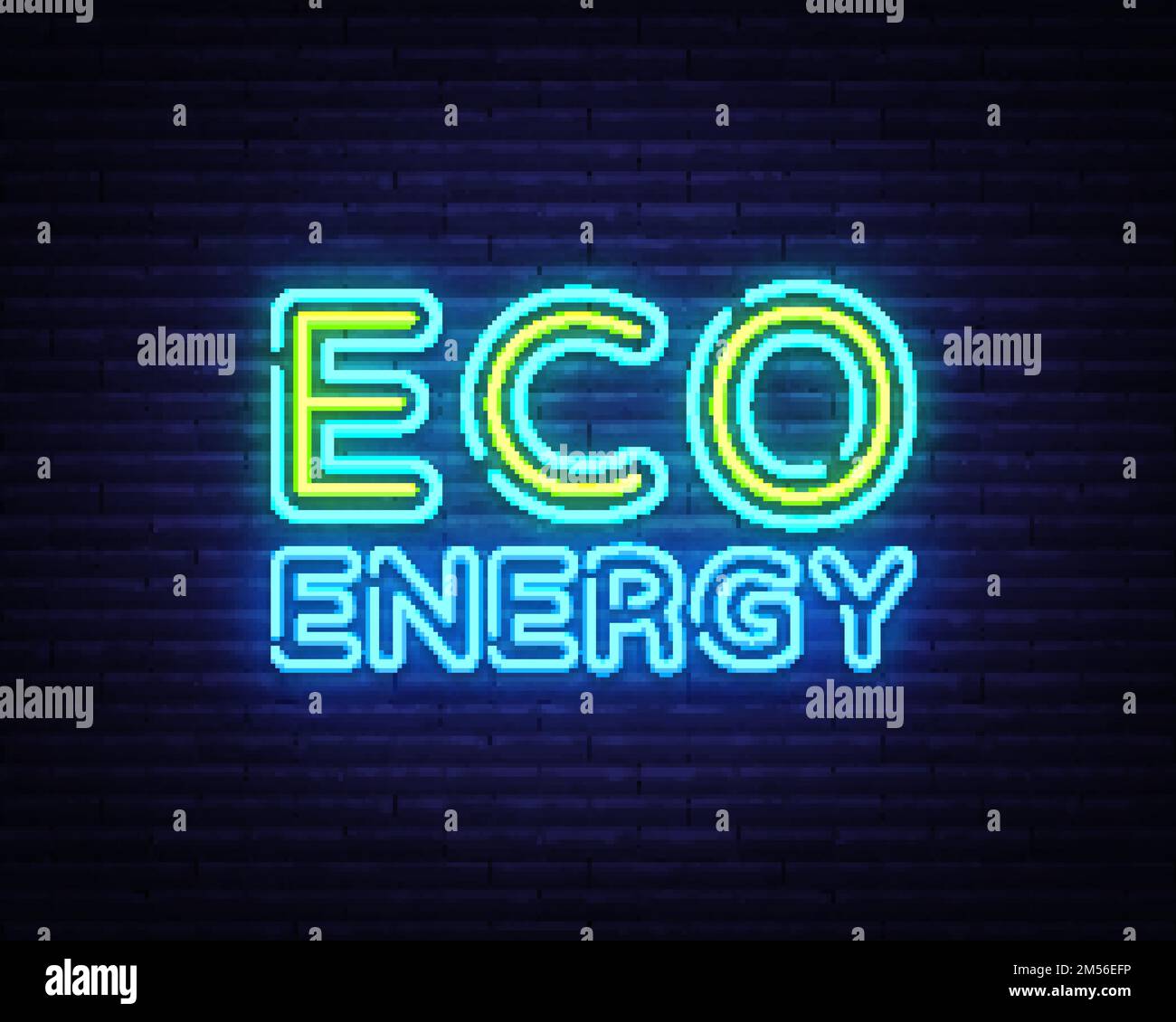 Eco Energy Neon Logo Vector. Green Energy neon sign, design template ...