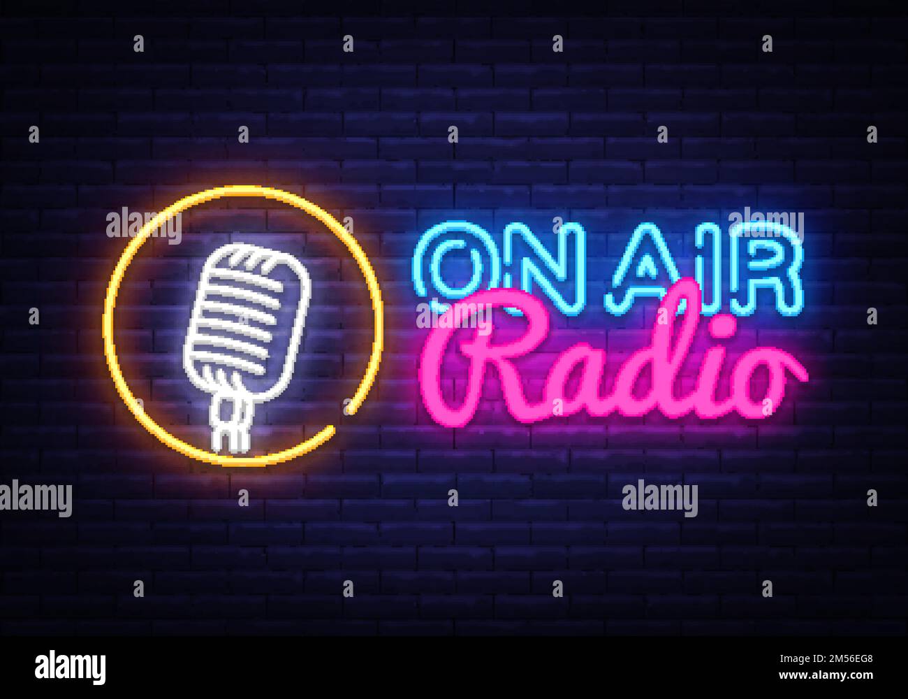 On Air Radio Neon Logo Vector. On Air Radio neon sign, design template ...