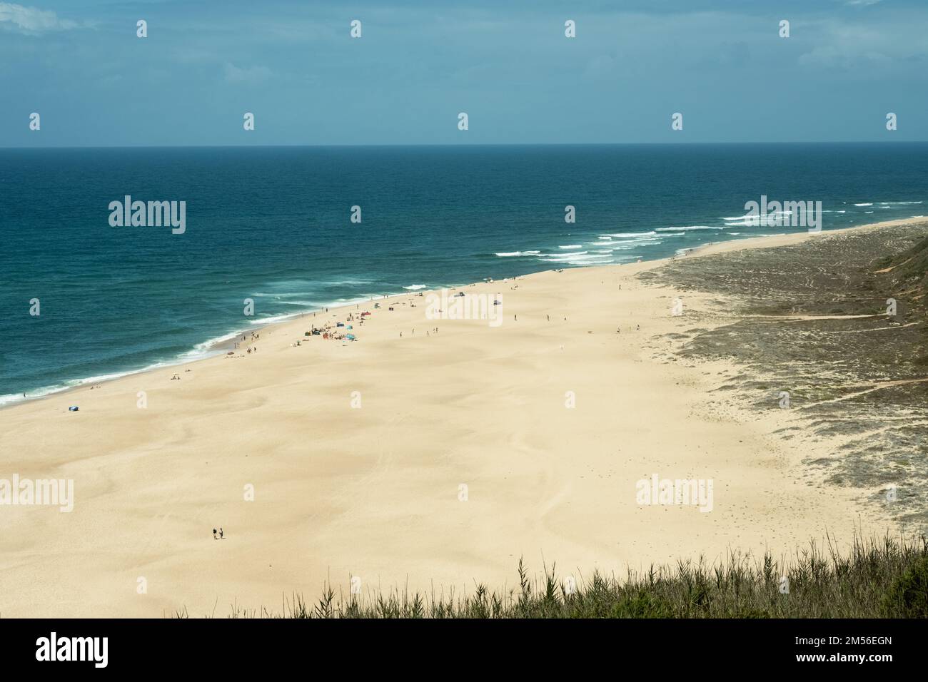Nazare, Portugal - aerial view of the Praia de Nazare,Nazare Beach, and ...