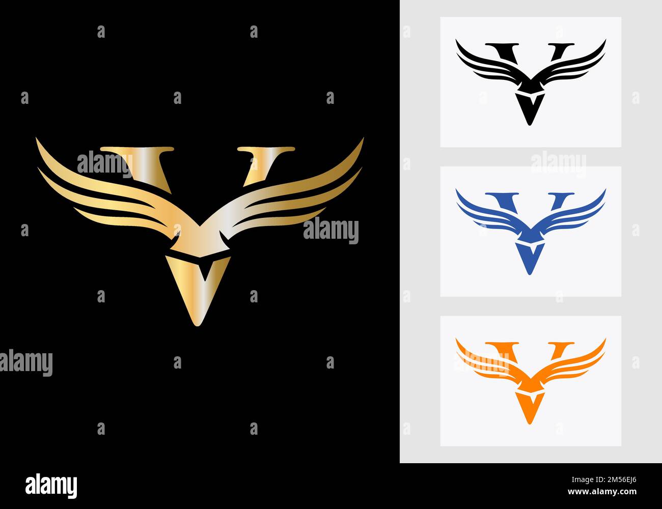 V Letter Wing Logo Design. Initial Flying Wing V Letter Logo Stock ...