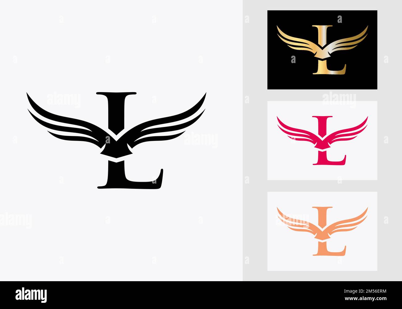 L Letter Wing Logo Design. Initial Flying Wing L Letter Logo Stock ...