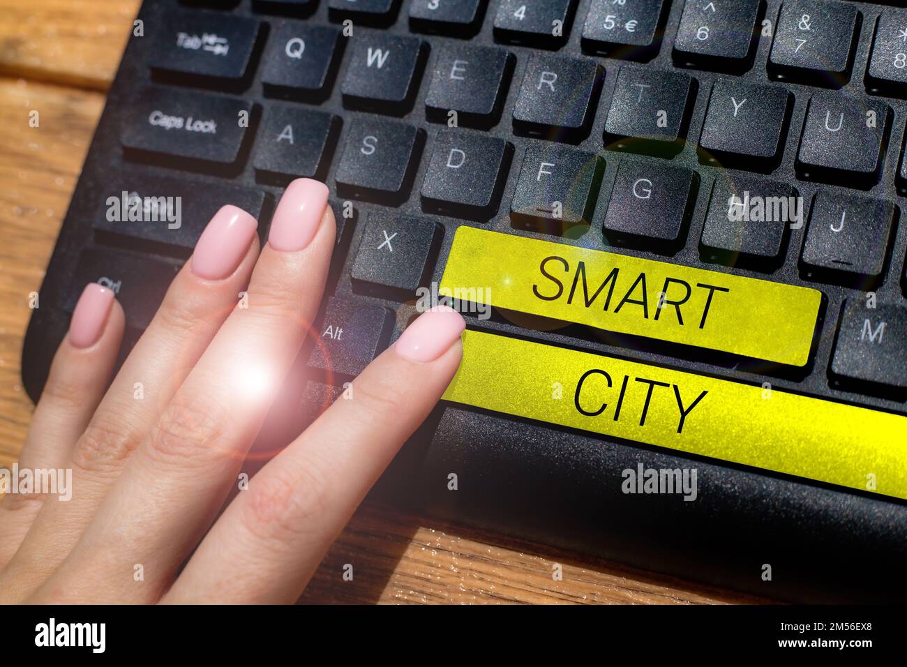 Sign displaying Smart City, Word for urban area that uses different ...