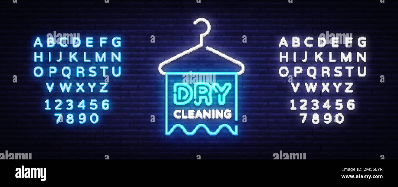 Dry Cleaning neon sign vector. Dry Cleaning Design template neon sign ...