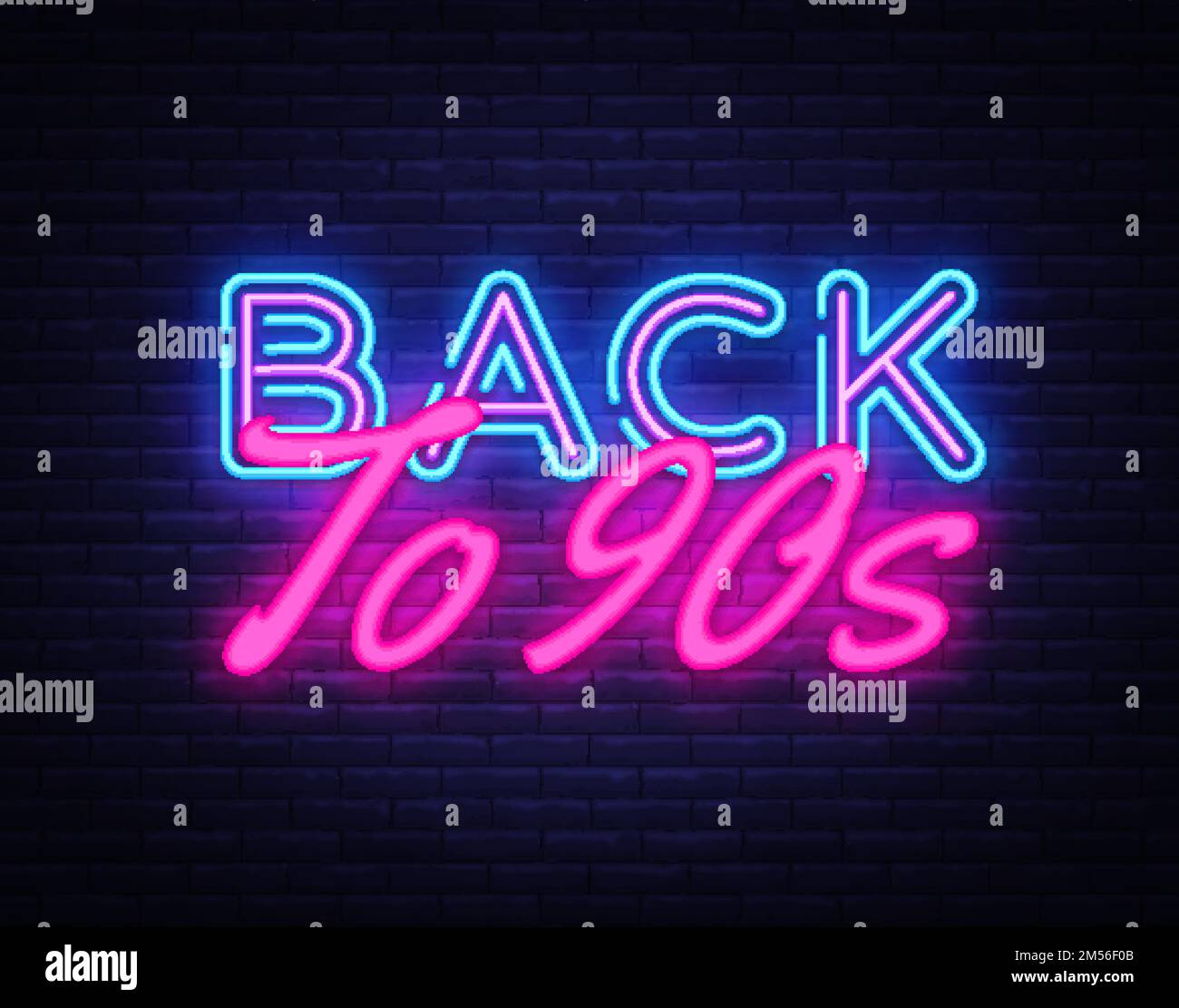 Back to 90s Neon Text Vector. Retro Back to 90s neon sign, design ...