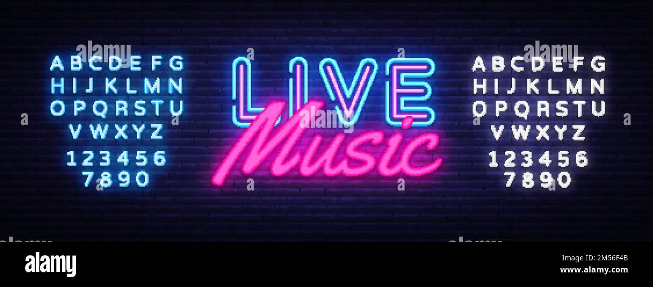 Live Music neon sign vector. Live Music Design template neon sign ...