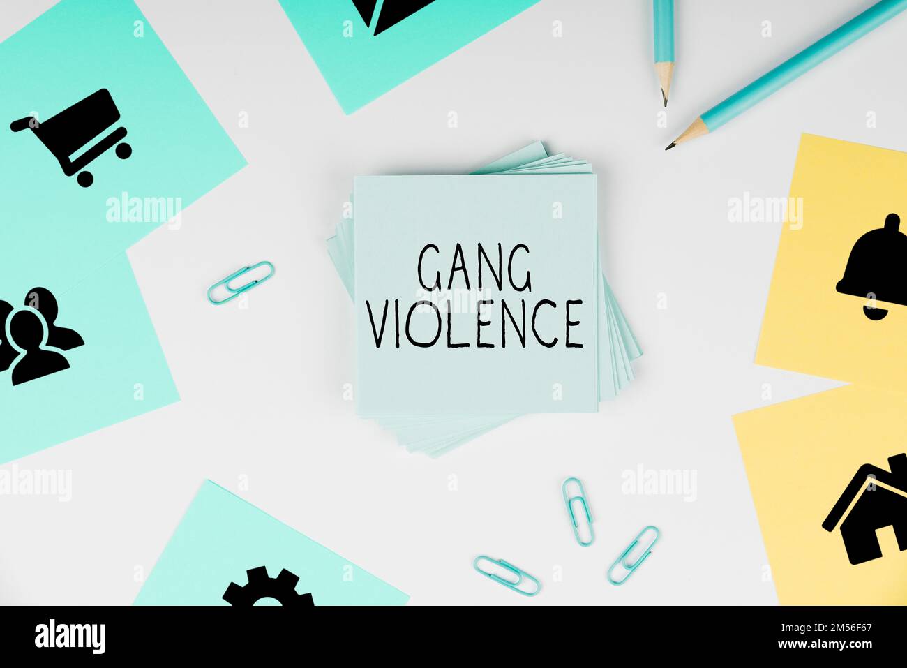 Hand writing sign Gang Violence. Business concept infringement of the ...