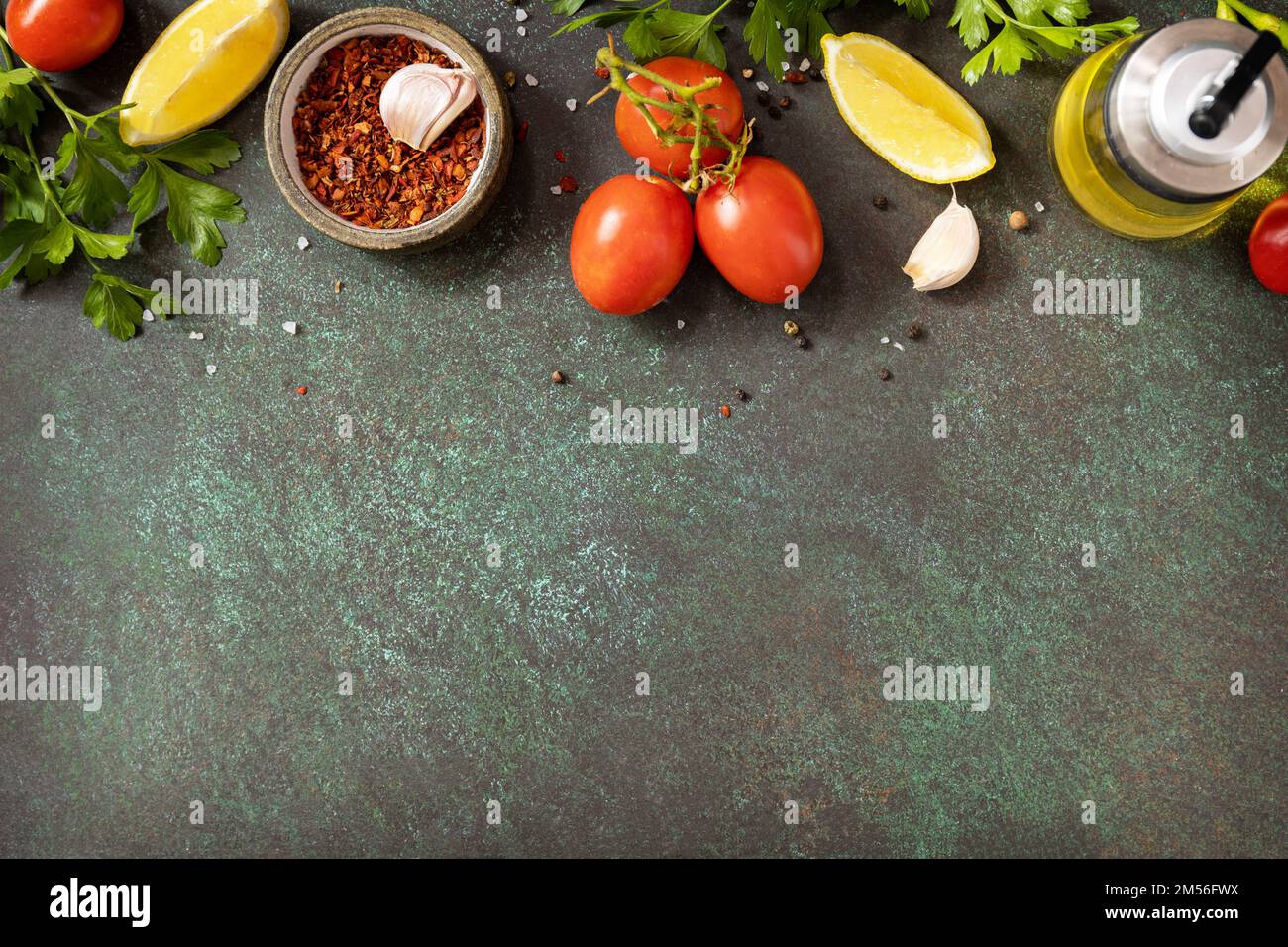 Healthy food vegetarian food background. Various herbs and spices for ...